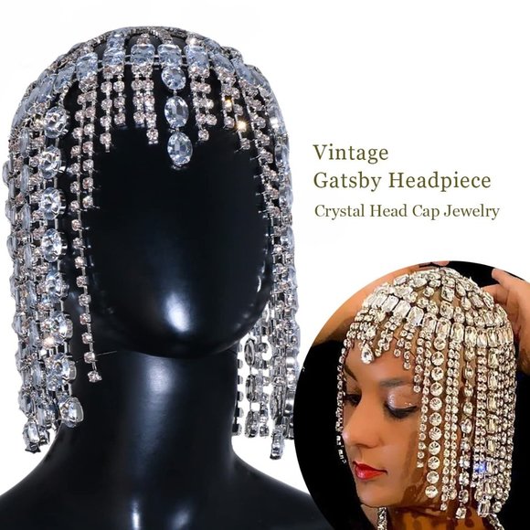 Accessories | Vintage 192s Rhinestone Headpiece Cap For Women | Poshmark